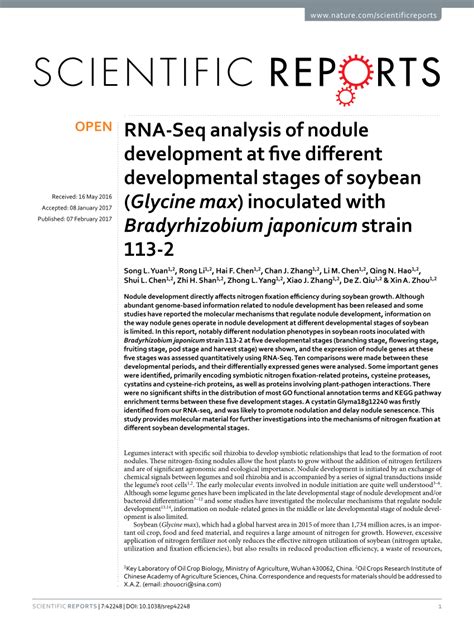 Pdf Rna Seq Analysis Of Nodule Development At Five Different