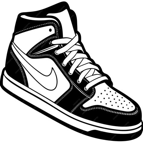 A Black And White Drawing Of A Shoe With A Nike Logo On It Premium Ai