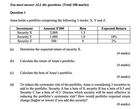 Solved You Must Answer All The Questions Total 100 Marks