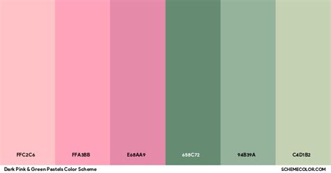 Dark Pink And Green Pastels Color Scheme Palettes