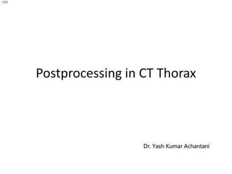 Post Processing Of Computed Tomography Ppt