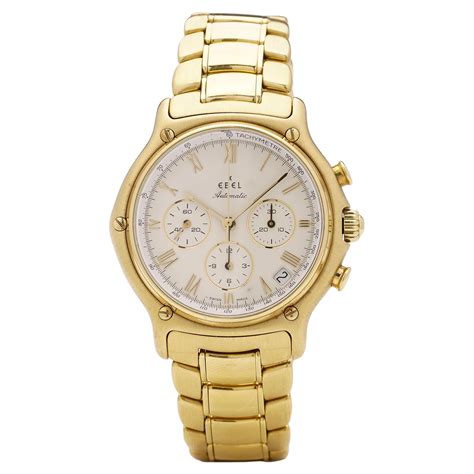 Ebel 1911 18k Yellow Gold Stainless Steel White Dial Quartz Mens Watch