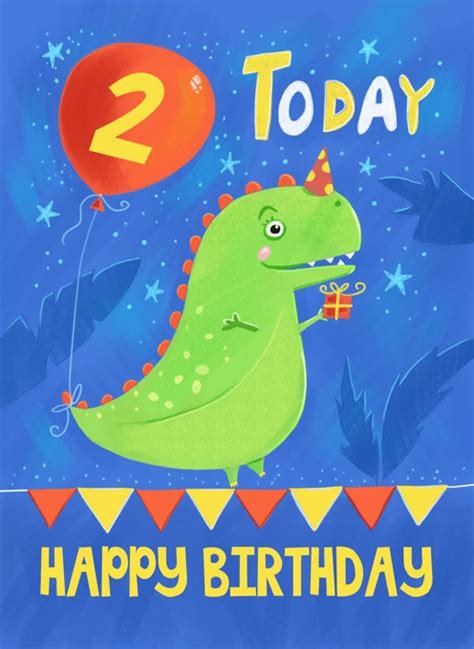 2 Today Dinosaur With Balloon By Dale Simpson Design Cardly
