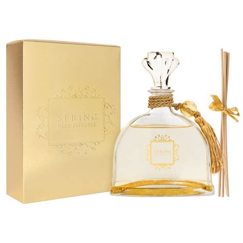 Large Scent Diffuser White Flower Gold Glitter Design 300 Ml