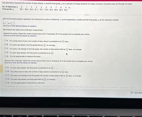 Solved A Find The Least Squares Regression Line Treating Chegg