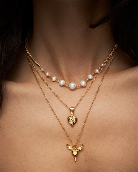Lovers Necklace 18k Gold Plated Heart With Wings Maria Nilsdotter