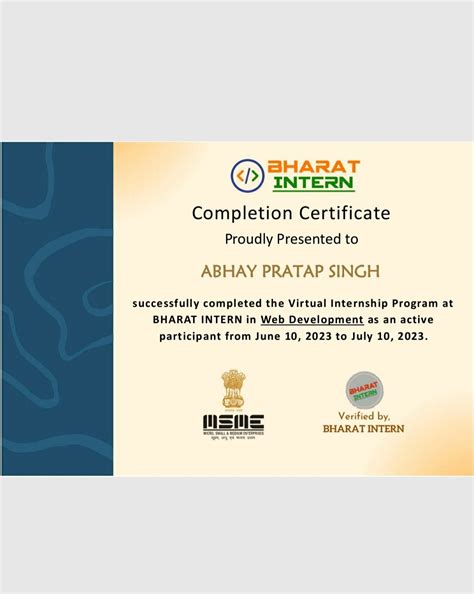 Abhay Pratap On Linkedin Webdevelopment Bharatintern