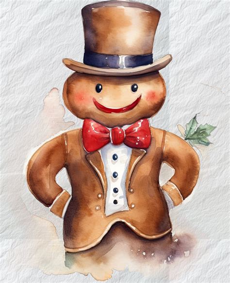 Watercolor Gingerbread Man With Cook Hat Png Clipart Watercolor Gingerbread Man Clipart