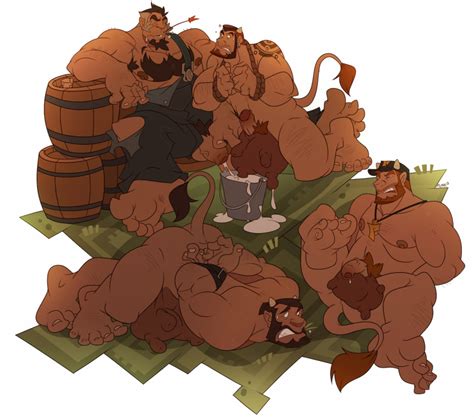 Rule 34 Bound Bovine Cattle Chest Tuft Clothing Dripping Gay Horn Human Kuma Male Muscles
