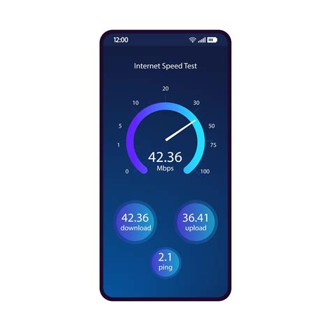 Internet Speed Test Smartphone Interface Vector Template Mobile App Page Blue Design Layout