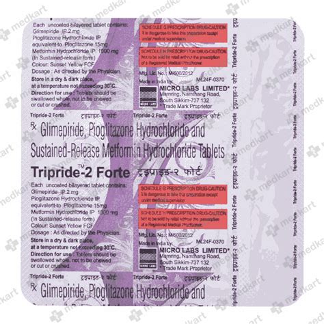 Tripride Forte 2mg Tablet 15s Price Composition And Generic