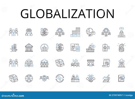 Globalization Line Icons Collection Urbanization Digitization