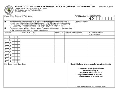 Form Sfn60851 Download Fillable Pdf Or Fill Online Revised Total Coliform Rule Sampling Site