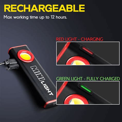 1600 Lumens Flat Flashlight Dual Light Source Magnetic Flashlight