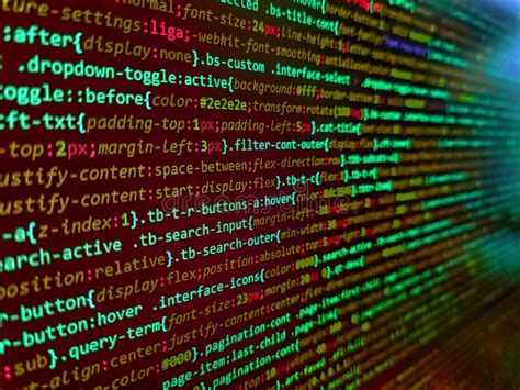 Closeup Of Web Code On Computer Led Screen Programming Code Abstract Technology Background Of
