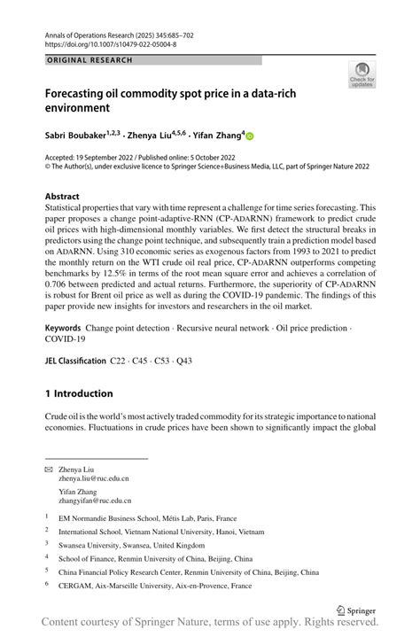 Forecasting Oil Commodity Spot Price In A Data Rich Environment