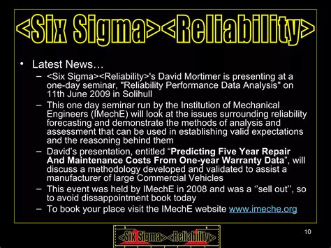 Six Sigma Reliability Overview Ppt