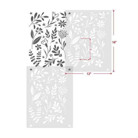 Large Stencils Gss Designs Woodland Wildflowers Botanical Stencil