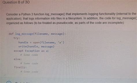 Question 8 Of 30 Consider A Python 3 Function Studyx