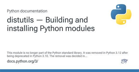 Distutils — Building And Installing Python Modules — Python 3140