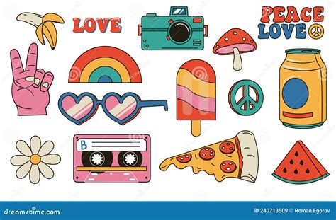 Hippie Smiley Faces Cartoon