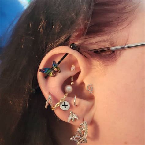 14k Solid Gold Initial Tragus Piercing 16g Letter Stud Earring Etsy