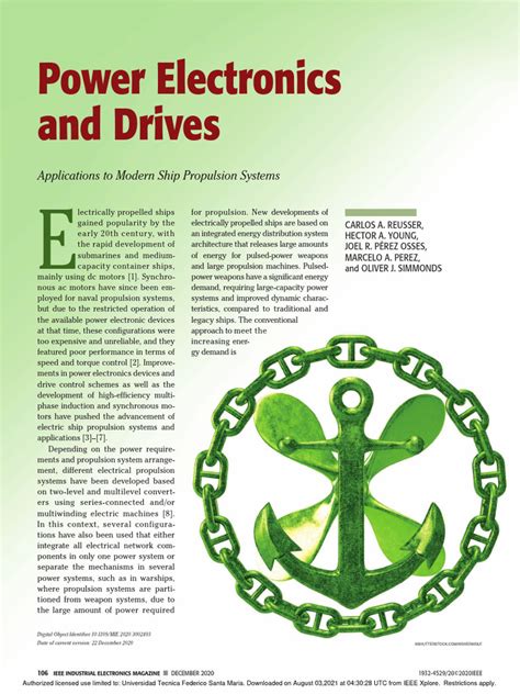 power electronics and drives applications to modern ship propulsion