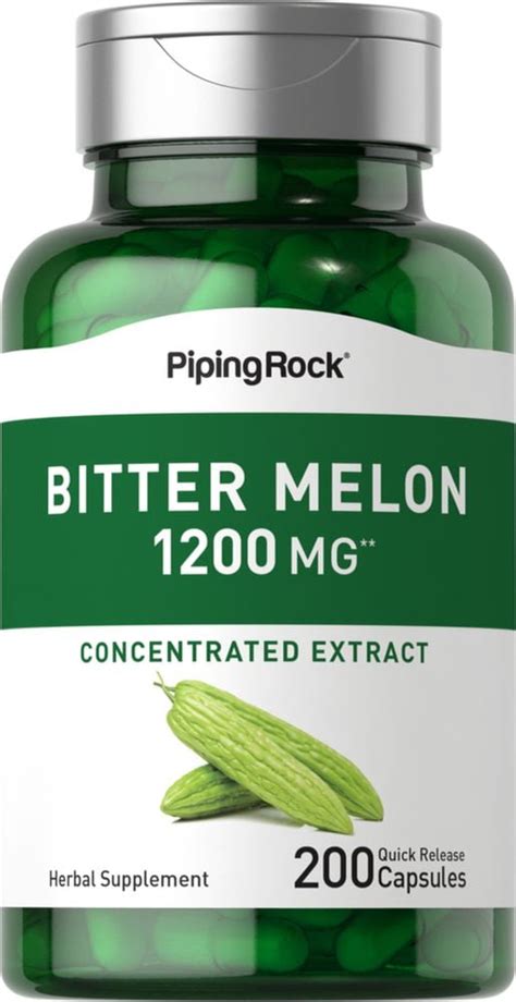 Piping Rock Bitter Melon Extract 1200mg Supplement 200 Capsules