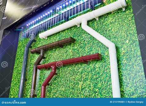 Gutter Pipes On Grass Background Stock Image Image Of Metal Nature