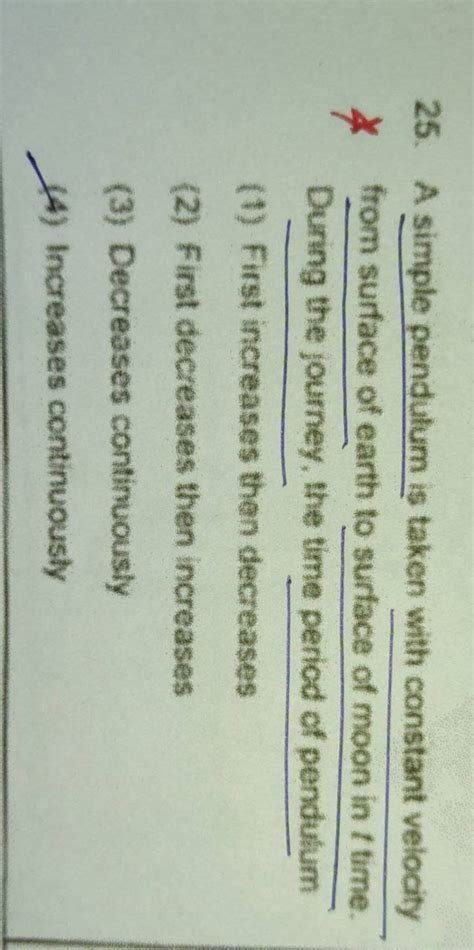 A Simple Pendulum Is Taken With Constant Velocity From Surface Of Earth