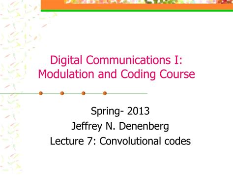 Ppt Convolutional Codes In Digital Communications Powerpoint