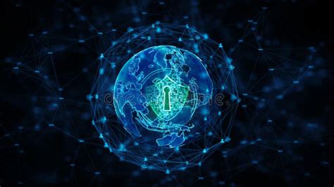 Shield Icon On Secure Global Network Cyber Security And Information Network Protection Future