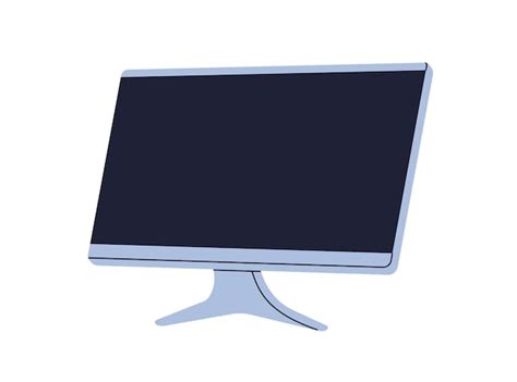 개인 컴퓨터 화면 모니터 데스크 Pc 디스플레이 사무실 작업 Pc 작업장 가 기술 색 배경에 고립 된 평평한 그래픽 터 일러스트