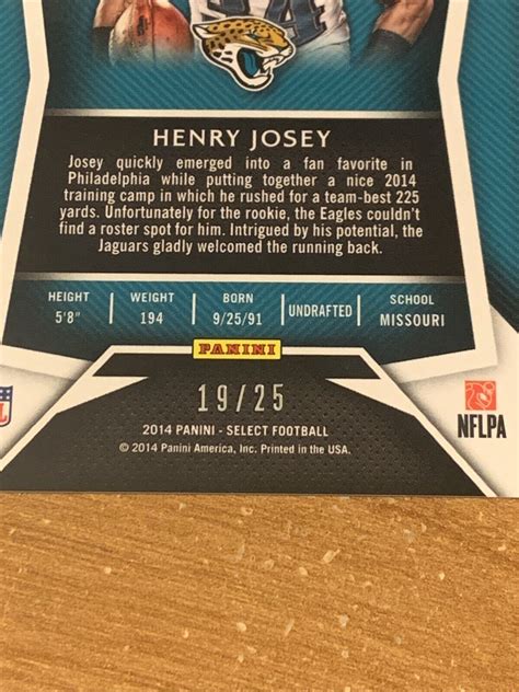 2014 Panini Select Rookies Henry Josey 152 Blue Mojo Prizm 25 Rc