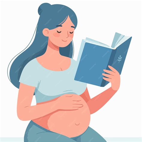 Pregnant Woman Reading Book Vector Premium Ai Generated Vector