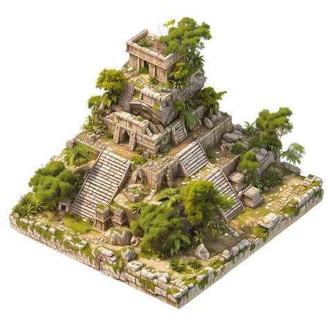 A Close Up Of A Small Pyramid With A Tree On Top 2d Floating Landscape