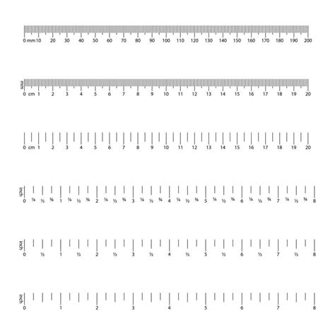 Inch And Metric Rulers Measuring Tool Size Indicator Units