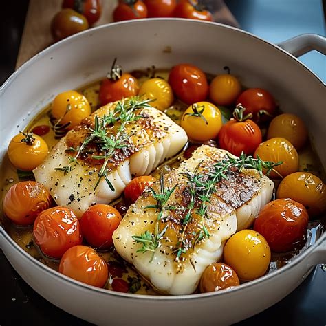 Whip Up A Tasty Baked Cod Dish With Tomatoes And Thyme At Home Dishes