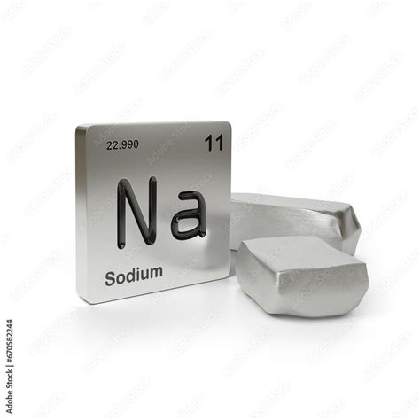 Sodium Element Symbol From The Periodic Table Near Metallic Sodium