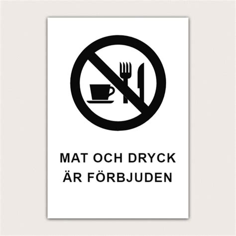 Förbudsskylt Mat Och Dryck I Plast 210 X 297 Mm Jcgt