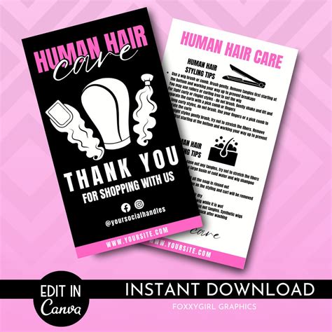 Hair Care Card Template After Care Card Template Hair Care