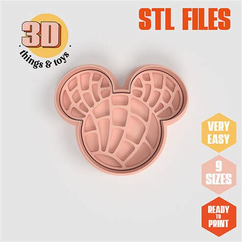 Mickey Mouse Concha Cookie Cutter Clay Many Size 3d Model 3d Printable Cgtrader