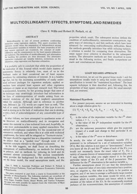 Pdf Multicollinearity Effects Symptoms And Remedies Ageconsearch