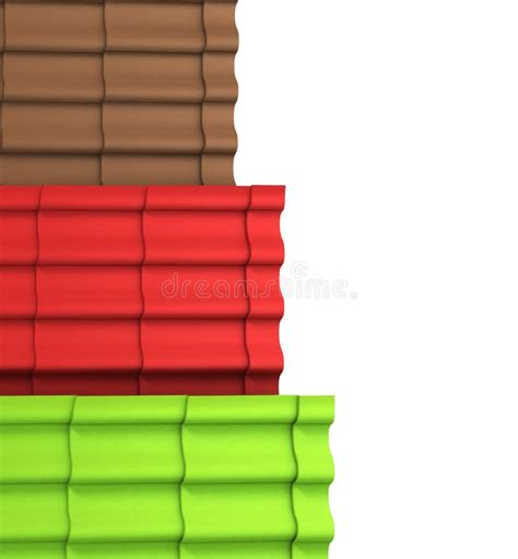 Metal Tile Sheets 3d Render Isolated On White Background Stock