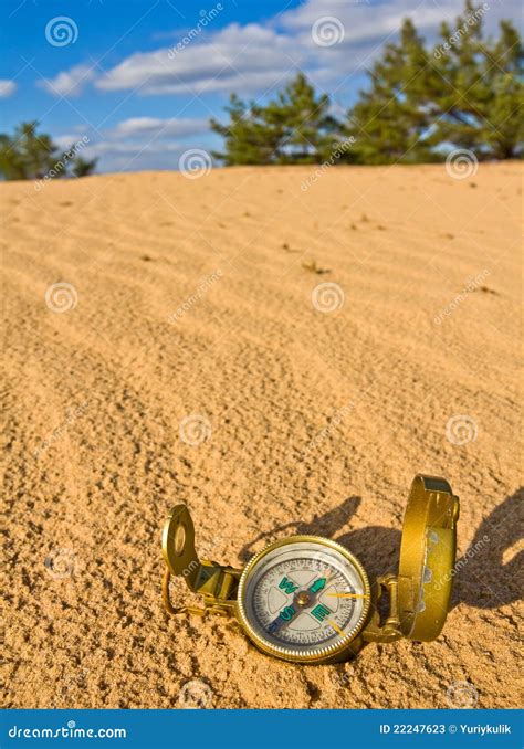 Compass On A Sand Stock Image Image Of Desert Expedition 22247623