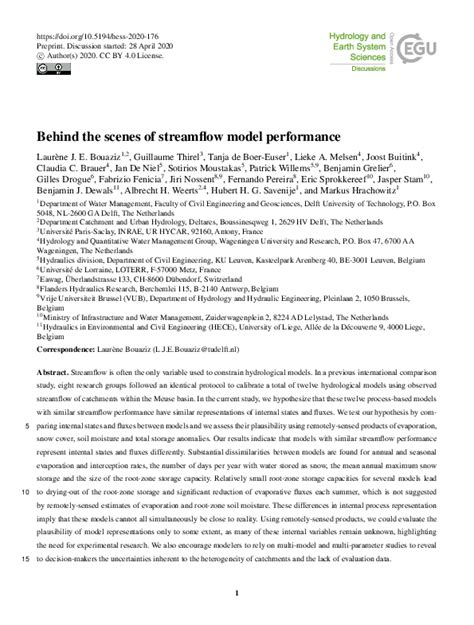 Pdf Behind The Scenes Of Streamflow Model Performance