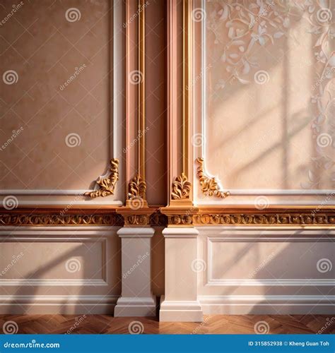 Vintage Retro Classical Architectural Detail With Beautiful Luxurious Molding On Wall Stock