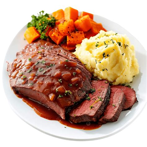 Vegetable Roast Beef And Mashed Potatoes Beef Food Meal Png