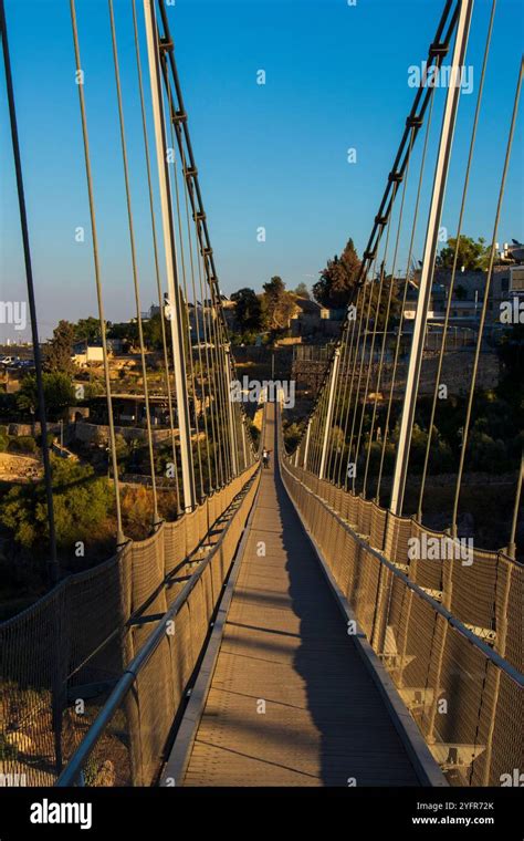 Guy Ben Hinnom Suspension Bridge Running From Mount Zion Jerusalem