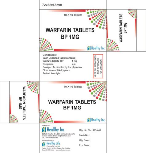 Buy Online Warfarin Tablets Manufacturersupplier And Exporter From India